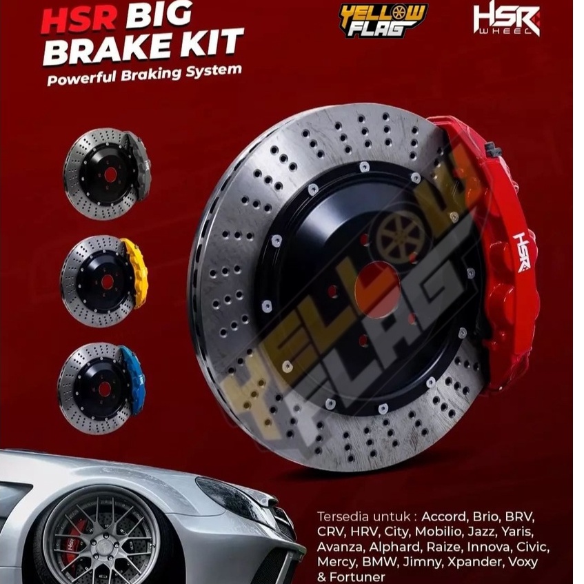 Jual Kampas Rem Big Brake Kit HSR Merah 4 Piston 355x32 drilled Mobil ...