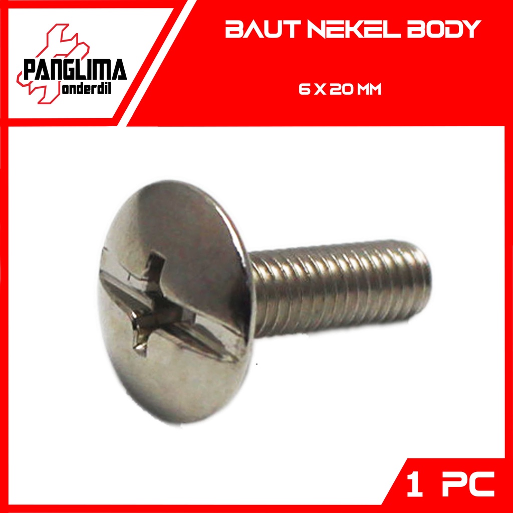 Jual Baut Nekel Body 6x20-M6x20-M 6 x 20-M6 Baud Bodi-Batok Nikel | Shopee Indonesia