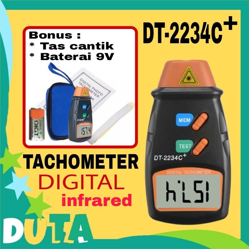Jual Tachometer Digital LCD Laser infrared Noncontact RPM Fotolistrik ...