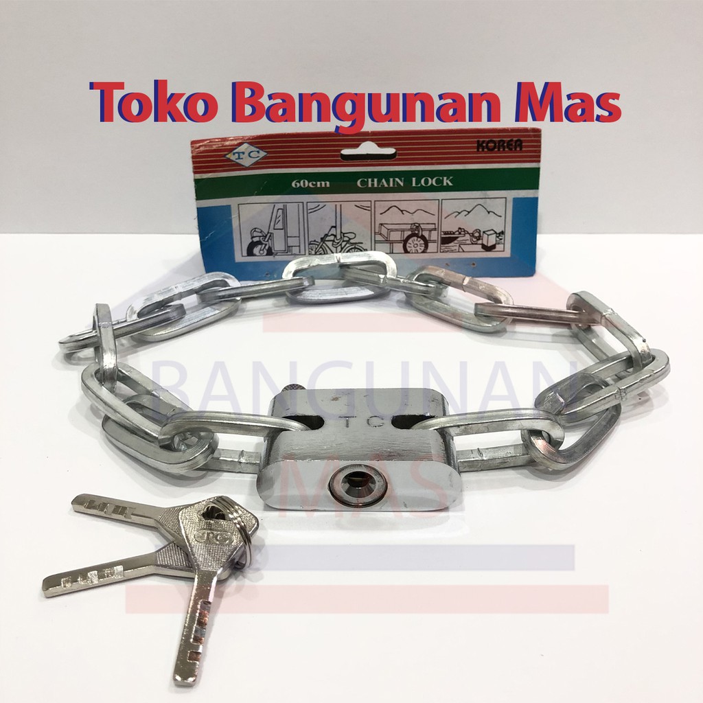 Jual GEMBOK RANTAI 60 CM / CHAIN LOCK 60 CM / GEMBOK SEPEDA / GEMBOK ...