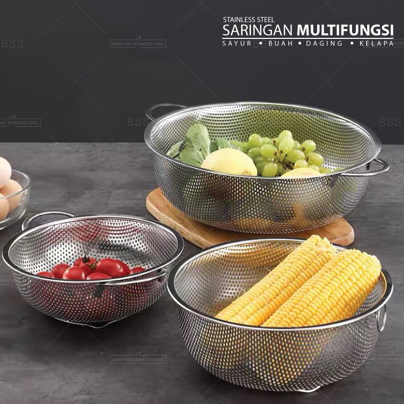 Jual Saringan Multifungsi 16.5cm 19.5cm Cuci Sayur Daging Buah Kelapa ...