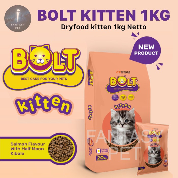 Jual BOLT KITTEN MAKANAN ANAK KUCING Kitten dryfood rasa salmon 1kg ...