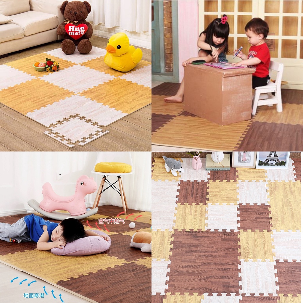 Jual 30X30X1CM PUZZLE ALAS LANTAI EVA MAT WOOD KARPET TIKAR MATRAS ...