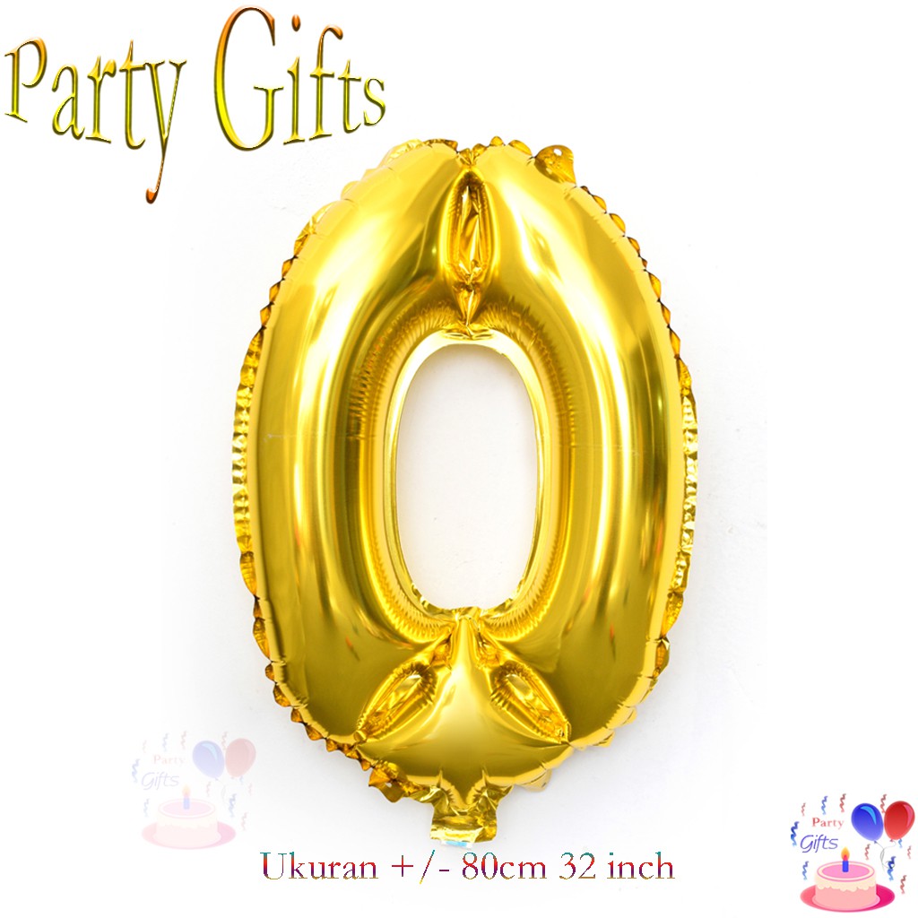 Jual Balon Foil Angka 0-9 Warna Gold Silver 80 cm 32 Inch | Shopee ...