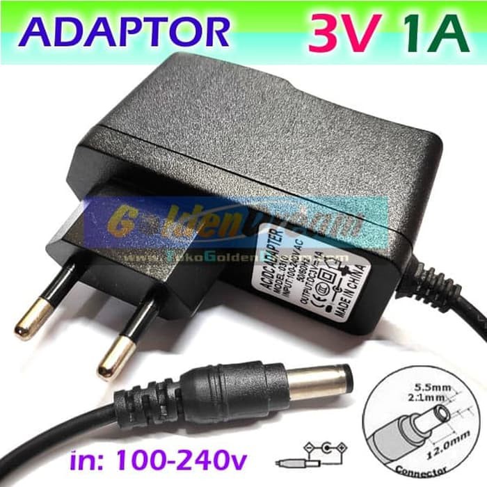 Jual Adaptor DC 3v 1A in: 220v AC Catu Daya Power Supply 3 volt 1000mA V DC Adapter Driver LED ...
