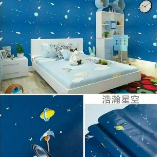 Jual Wallpaper Sticker Dinding Murah Berkualitas Motif Planet Angkasa ...
