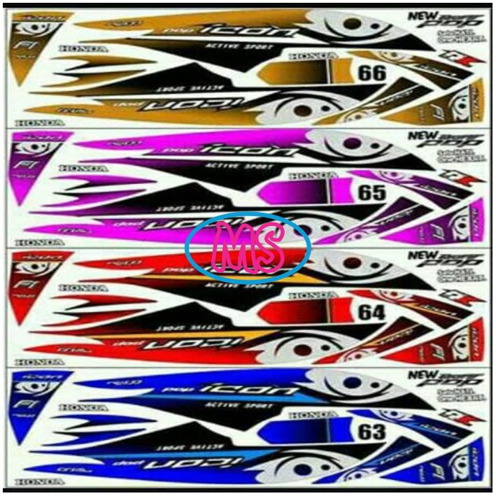 Jual BT291 Stiker Motor Sticker Striping Beat Pop ICON MATA Variasi ...