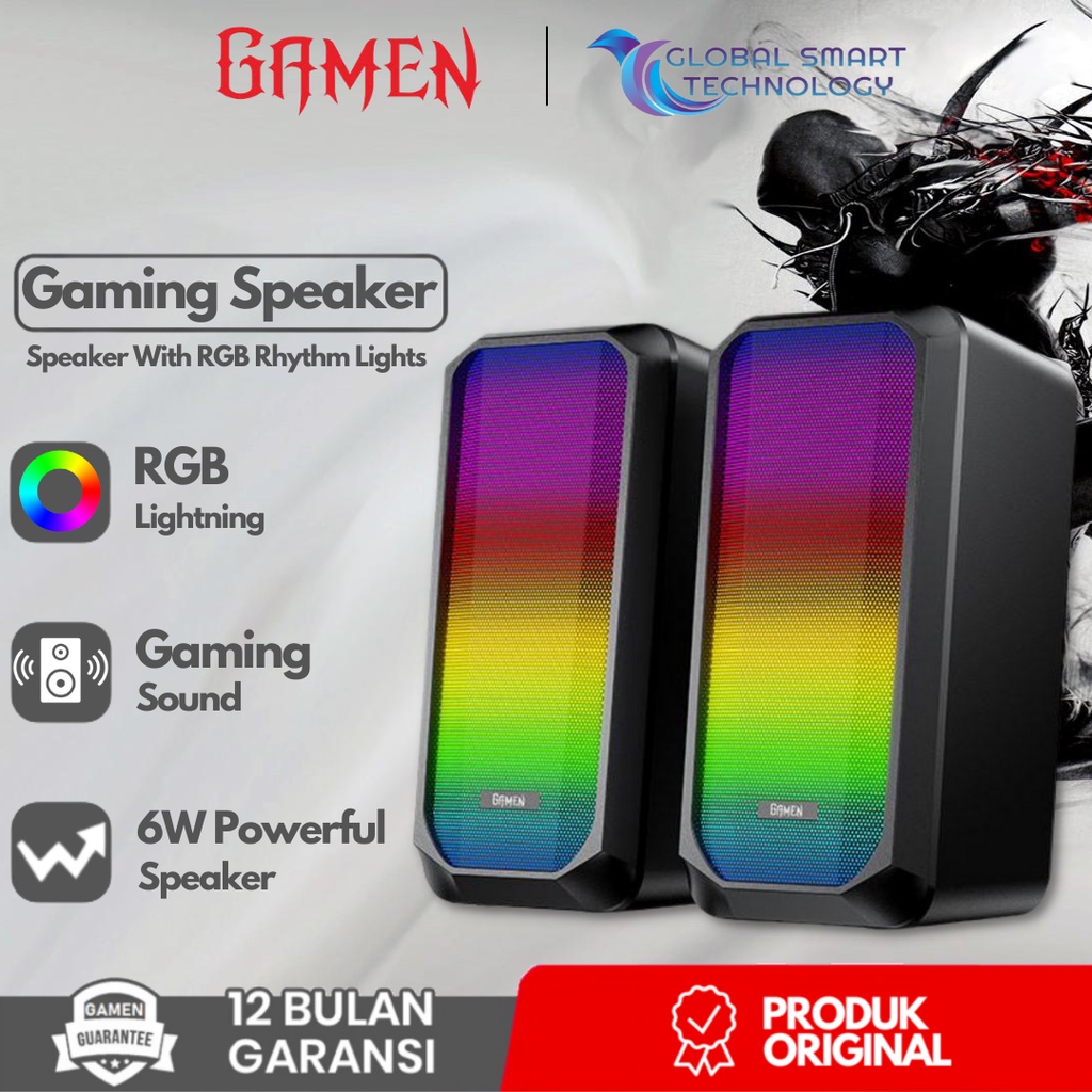 Jual Gaming Speaker Gamen GS6 With RGB Rhythm Lights Excellent Bass ...