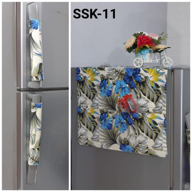 Jual Satu Set Taplak Kulkas, Tutup Kulkas Dua Pintu ( 1 pcs Taplak Kulkas 45×120 cm + 2 Sarung ...