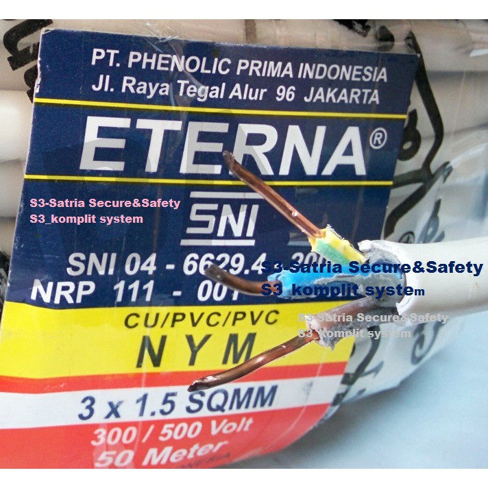 Jual KABEL ETERNA NYM 3X1.5 TUNGGAL / KABEL LISTRIK ISI 3 (meteran) | Shopee Indonesia
