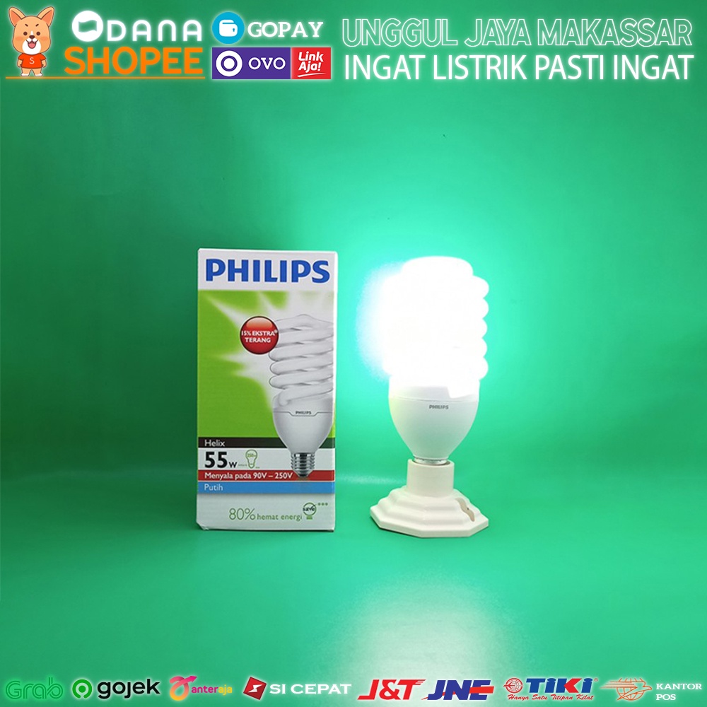 Jual LAMPU PHILIPS 55W HELIX 6500K TERNADO SPIRAL ULIR PUTIH TERANG UJ0099 | Shopee Indonesia