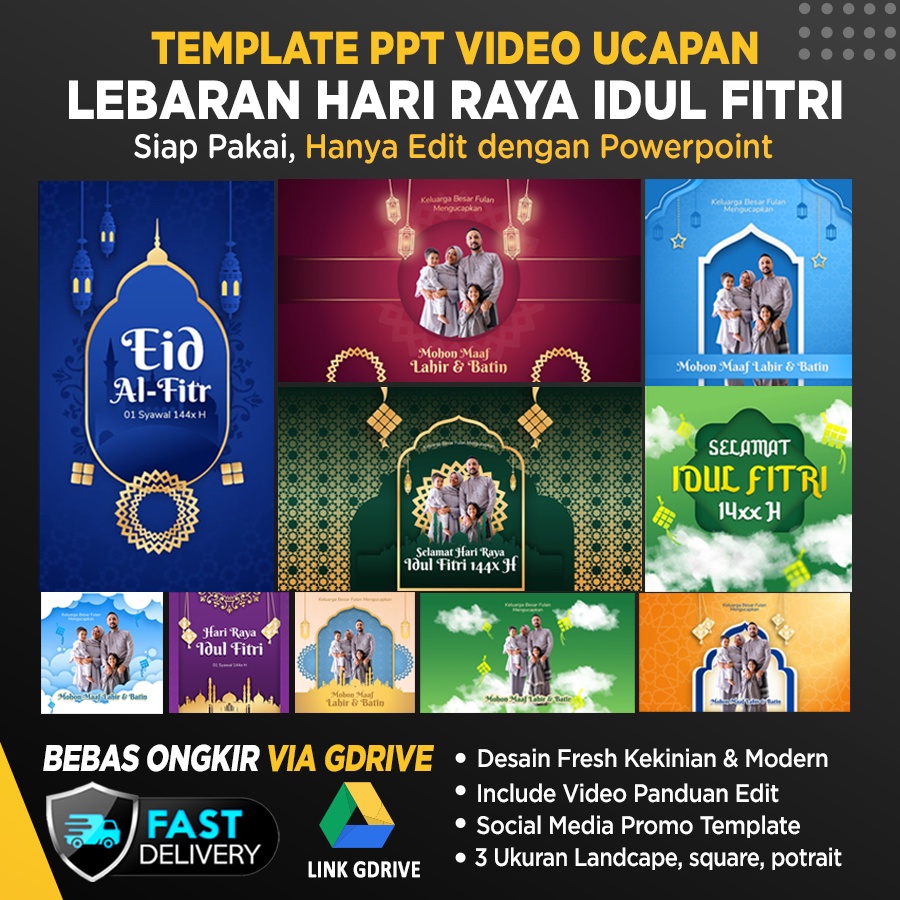Jual Template PPT Video Ucapan Lebaran Hari Raya Idul Fitri Idul Adha ...