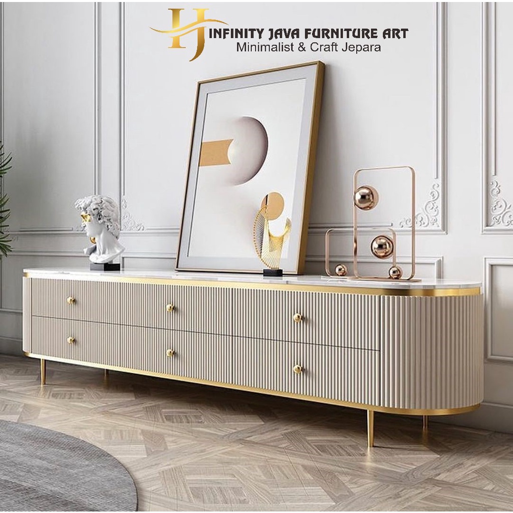 Jual BUFET TV MINIMALIS TOP TABLE MARMER SIDEBOARD TV STAINLESS ...