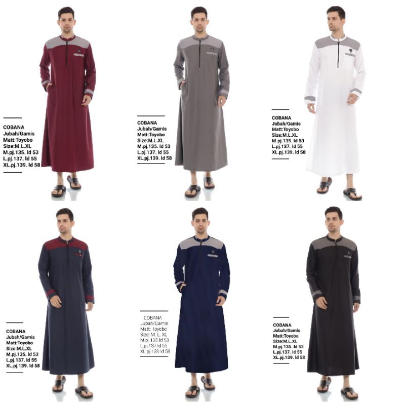 Jual Jubbah Kancing Pria Muslim, Motif List Pundak (Cobana) Original ...