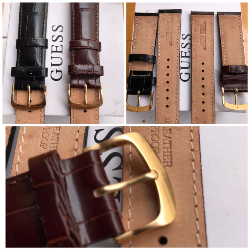 Jual TALI JAM TANGAN KULIT BUAT GUESS BUCKLE GOLD 22MM/24MM | Shopee ...