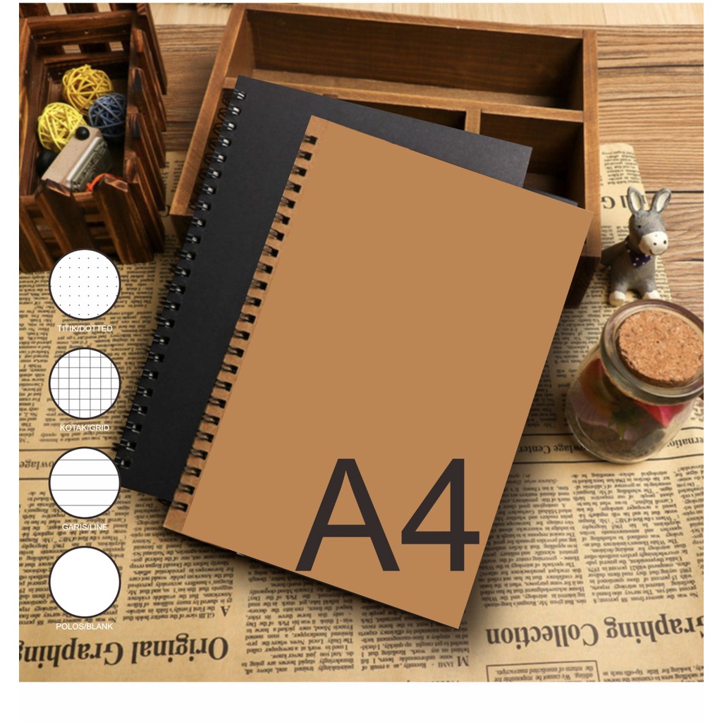 Jual NOTEBOOK / JURNAL A4 BOOKPAPER #GRID/KOTAK2 #DOTTED/TITIK2 #BLANK ...