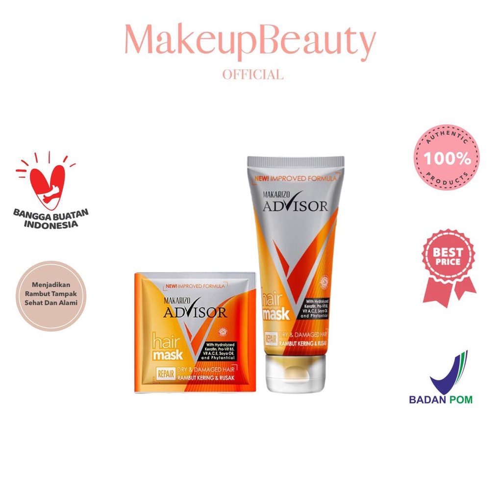 Jual MAKARIZO Advisor Hair Repair Mask Tube 45 ml / Sachet 15ml ...