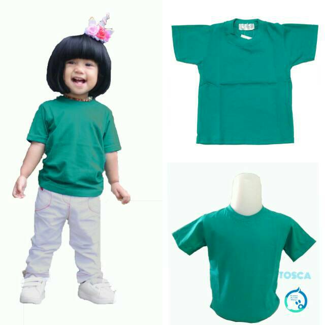 Jual Kaos polos anak bayi unisex lengan pendek warna hijau tosca cotton combed 30s | Shopee ...