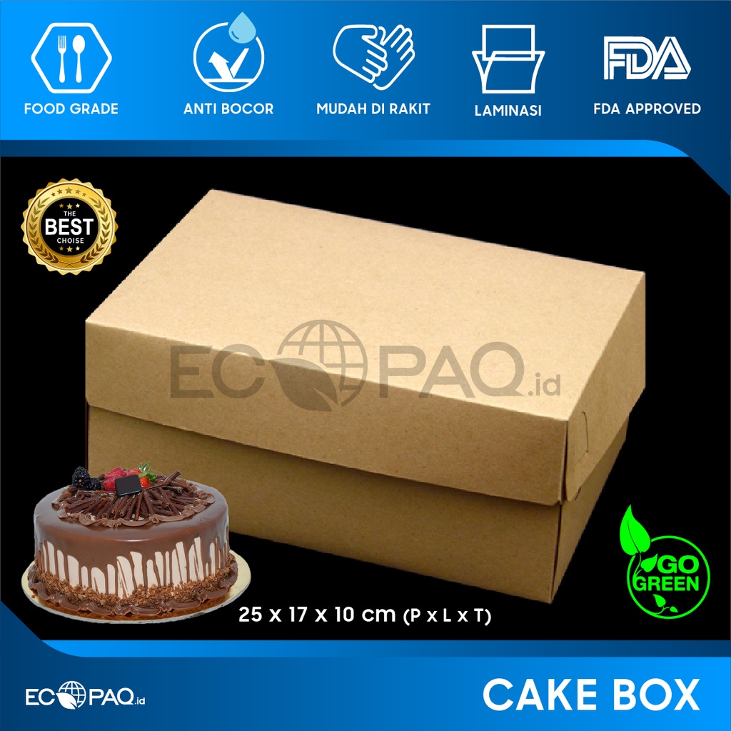 Jual Box Kue - Cake Box - Kotak Kue - Dus Kue - 25x17x10 cm - COKLAT ...