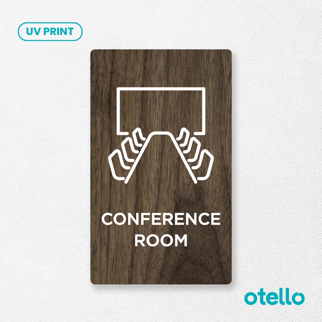 Jual Otello - Conference Room Sign Board Kayu Print Signage Label Nama ...