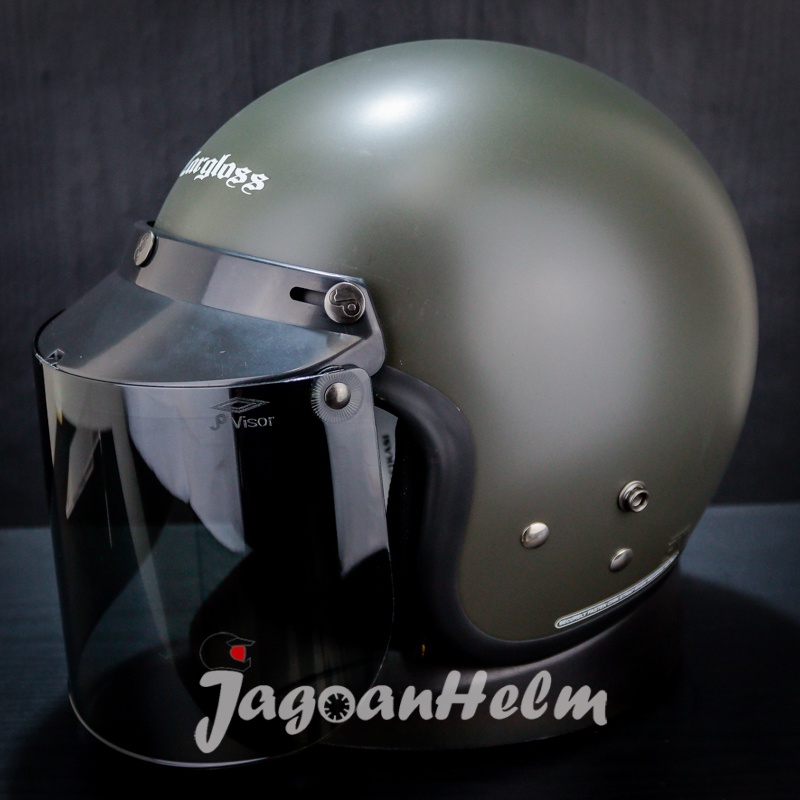 Jual CARGLOSS HELM CF RETRO | GREEN DOFF | Half Face CARGLOS ARMY | CFM ...