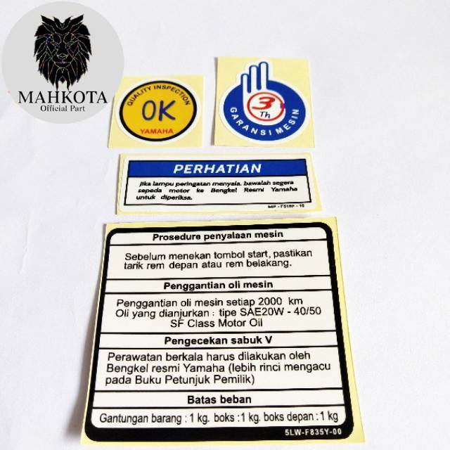 Jual stiker warning YAMAHA MIO MIO SOUL THAILAND OK GARANSI 3TAHUN ...
