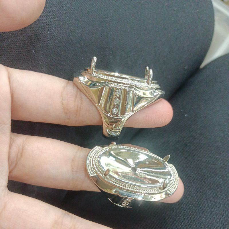 Jual alpaka permata gigi kait silver model pandan dimensi 13x25 ...