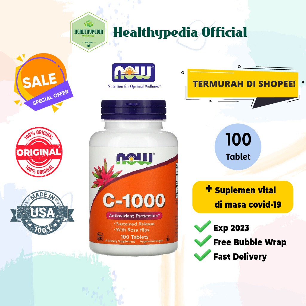 Jual Now VITAMIN C 1000 MG 100 Vit C1000 1000mg VitC - 100 Tablet ...