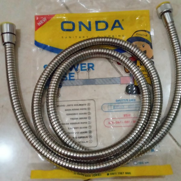 Jual SELANG SHOWER MANDI ONDA / SELANG SHOWER JET ONDA / SELANG FLEKSIBEL 1,5 METER ONDA ...