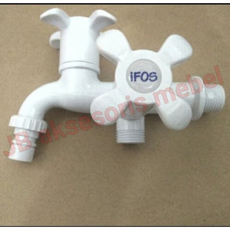 Jual KRAN AIR CABANG MERK IFOS | KERAN DOBEL DOUBLE PVC | KERAN 2 ...