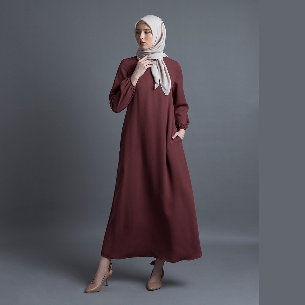 Jual Basic Sada by Aska Label - Gamis polos dengan kantong dan busui friendly bahan crepe warna ...