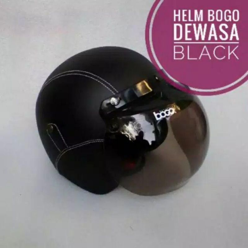 Jual Helm Bogo Kulit Retro Klasik Motif Standart Dewasa (Hitam polos ...