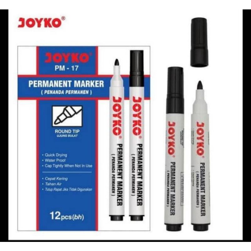 Jual spidol permanent marker joyko PM-17 hitam (1pcs) | Shopee Indonesia