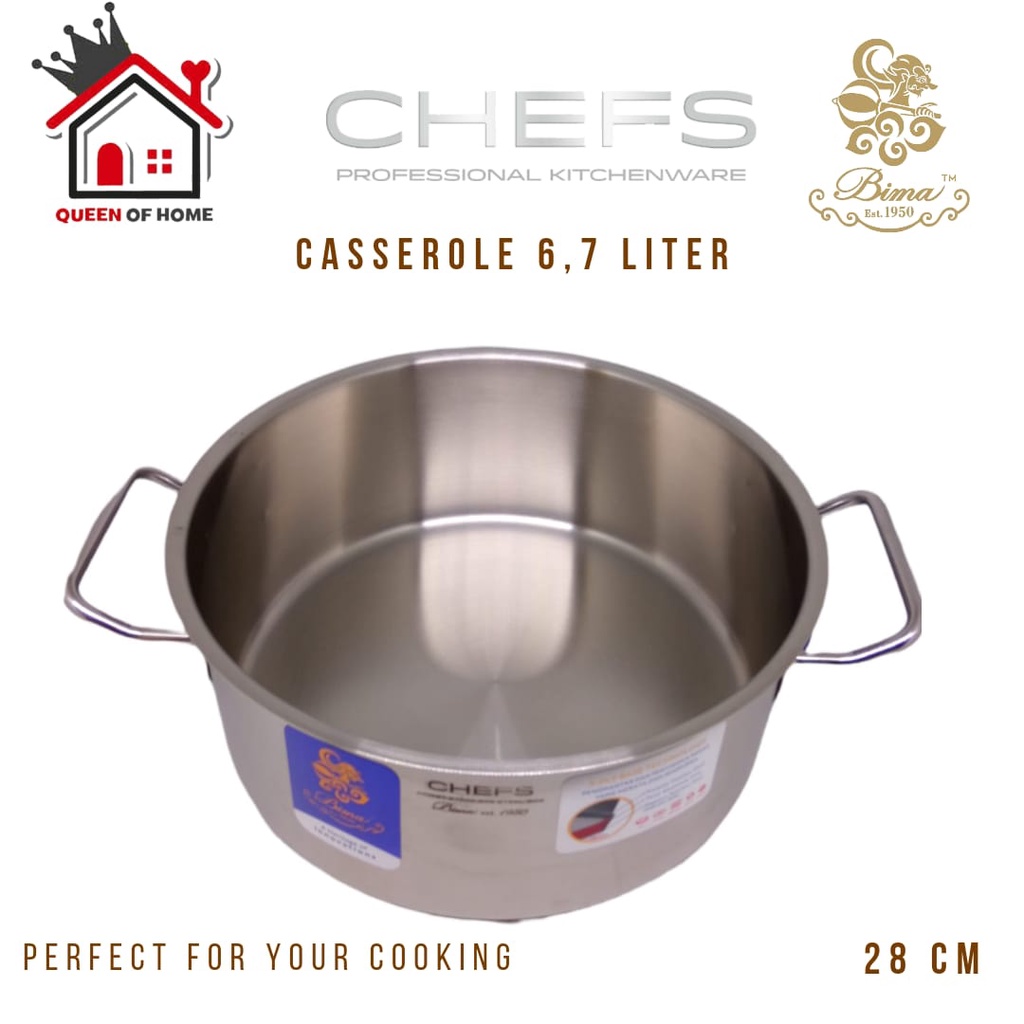 Jual Bima Chefs Casserole 28cm 6,7Liter 3-Ply Sus 304 Panci Induksi ...