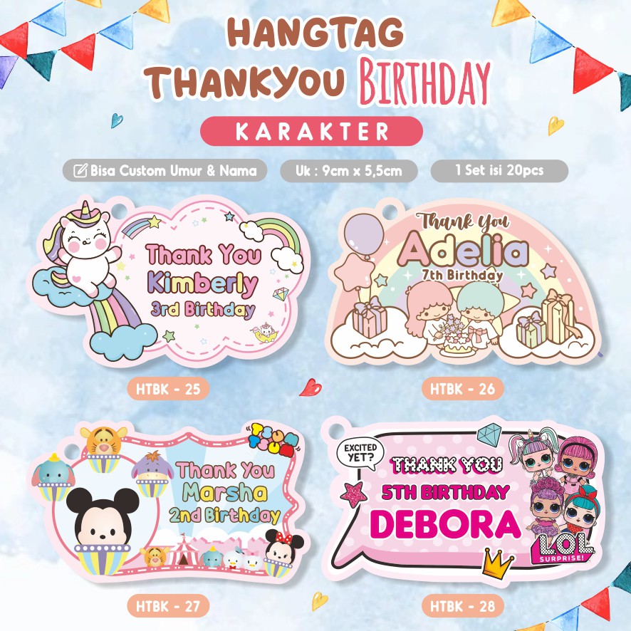 Jual Thankyou birthday tag label kado anak | Shopee Indonesia