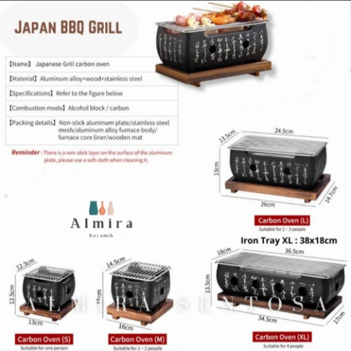 Jual Japanese BBQ Grill XL | Hibachi Yakitori Grill| Panggangan Jepang ...