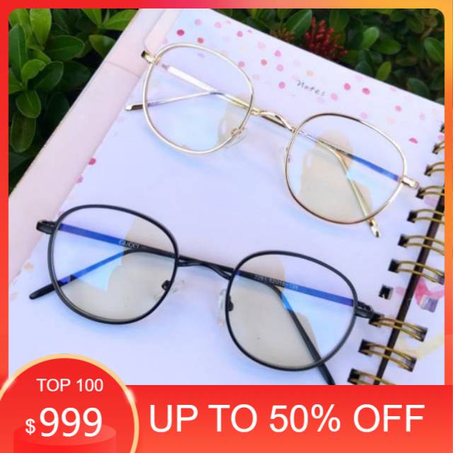 Jual [ Frame + Lensa ] Frame Kacamata Classic Pria Wanita Pauline BLACK ...