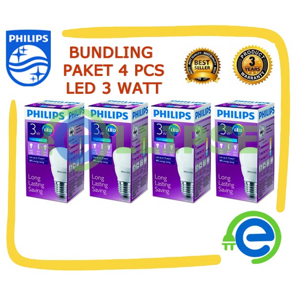 Jual Bundling Paket 4 Pcs Lampu Led Philips 3w Putih 3watt 3 watt ...