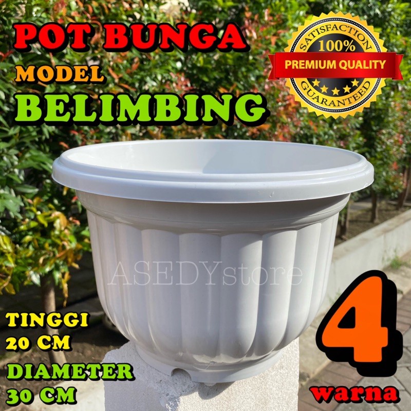 Jual POT BUNGA PLASTIK BELIMBING WARNA PUTIH 30CM ( MIN ORDER 5 BOLEH ...