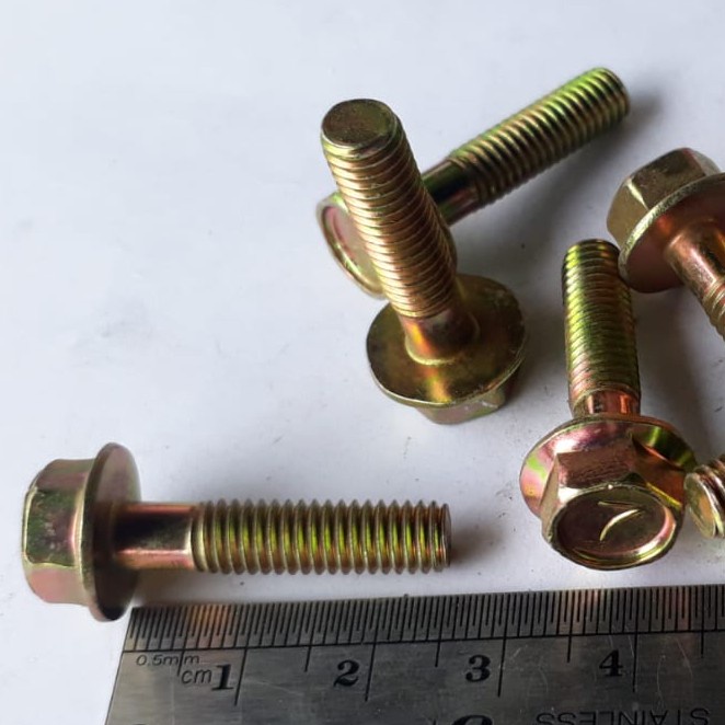 Jual FLANGE BOLT M6 X 25 / BAUT TOPI M6 X 25 KUNING / FLANGE BOLT M6X25 KUNING / BAUT M6 / BAUT ...