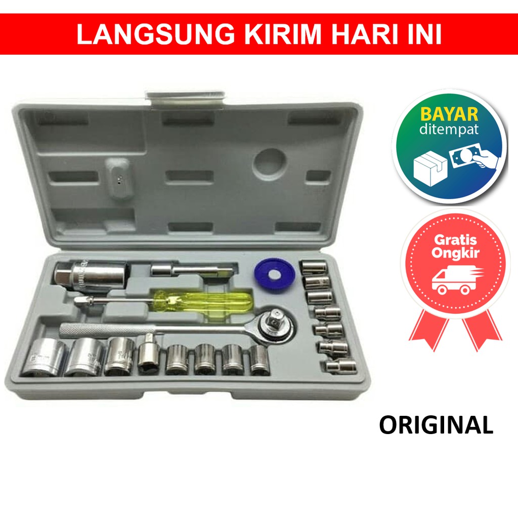 Jual Set kunci sok socket shock 21pcs 21pc 21 pc pcs Tool Kit Toolkit ...