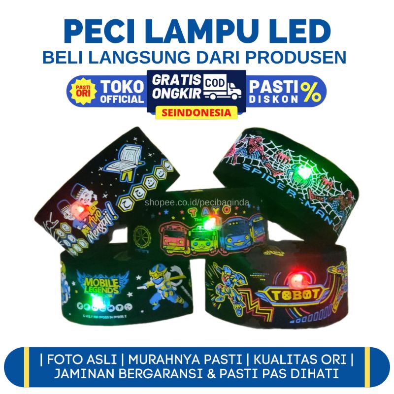 Jual Peci LED Anak Karakter Bisa Nyala Otomatis Songkok Kartun Tayo ...