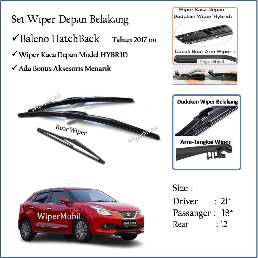 Jual Wiper Kekinian Kaca Depan Belakang Suzuki Baleno Hatchback 2017 ...