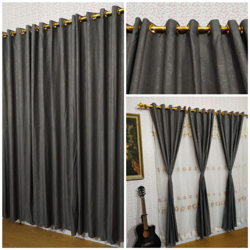 Jual Tirai Gorden Pintu Jendela Smokring Besar 12 Lubang Motif embos ...