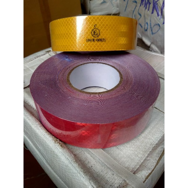 Jual stiker Reflektor kir mobil merah kuning per 1roll 45m | Shopee ...