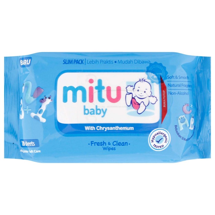 Jual MITU BABY WIPES PACK REGULER BIRU 20 SHEET | Shopee Indonesia