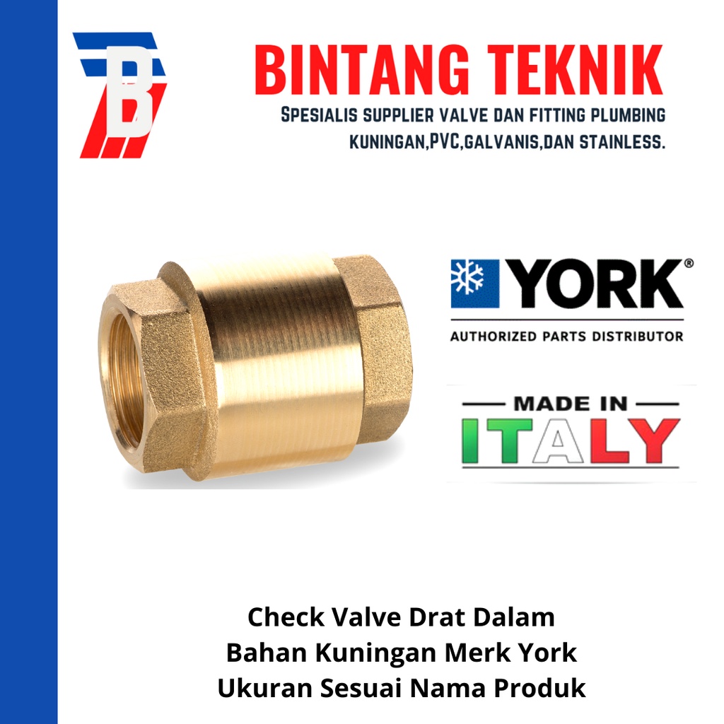 Jual Check Valve 1/2" inch Kuningan Merk York Italy | Shopee Indonesia
