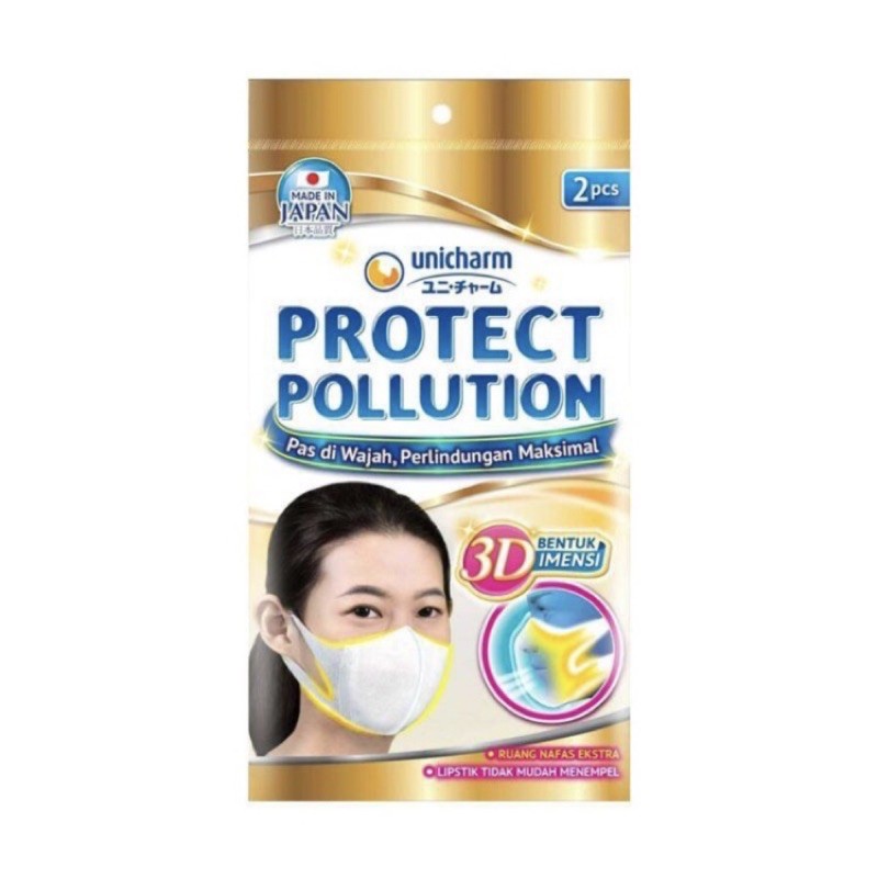 Jual MASKER 3D UNICHARM PROTECT POLLUTION-MADE IN JAPAN (ISI 2 PCS ...