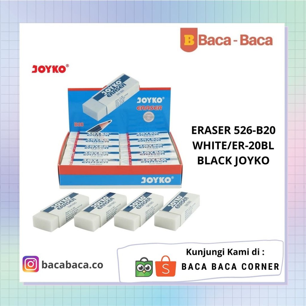 Jual BACABACA ERASER 526-B20 WHITE/ER-20BL BLACK JOYKO | Shopee Indonesia