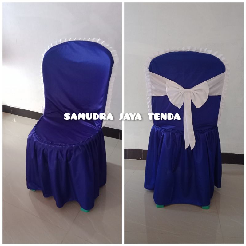 Jual isi 10 pcs, sarung kursi plastik bulat tanpa busa( biru tua ...